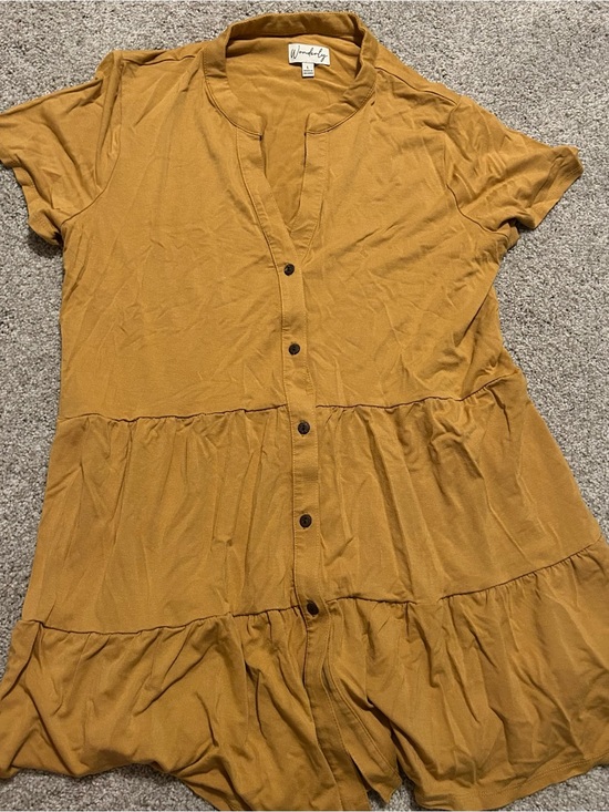 Wonderly | Tops | Mustard Yellow Tiered Buttonfront Top By Wanderly ...